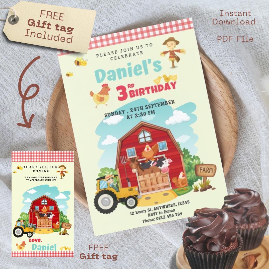 Printable Farm Animal Birthday Invitation Barnyard Bash Party ...