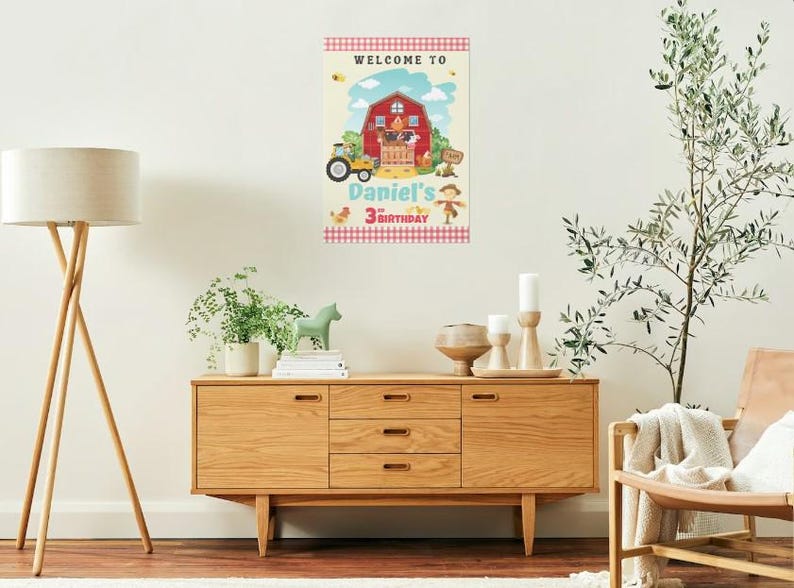 Printable Farm Animal Birthday Sign, Editable Welcome Sign for Farm ...
