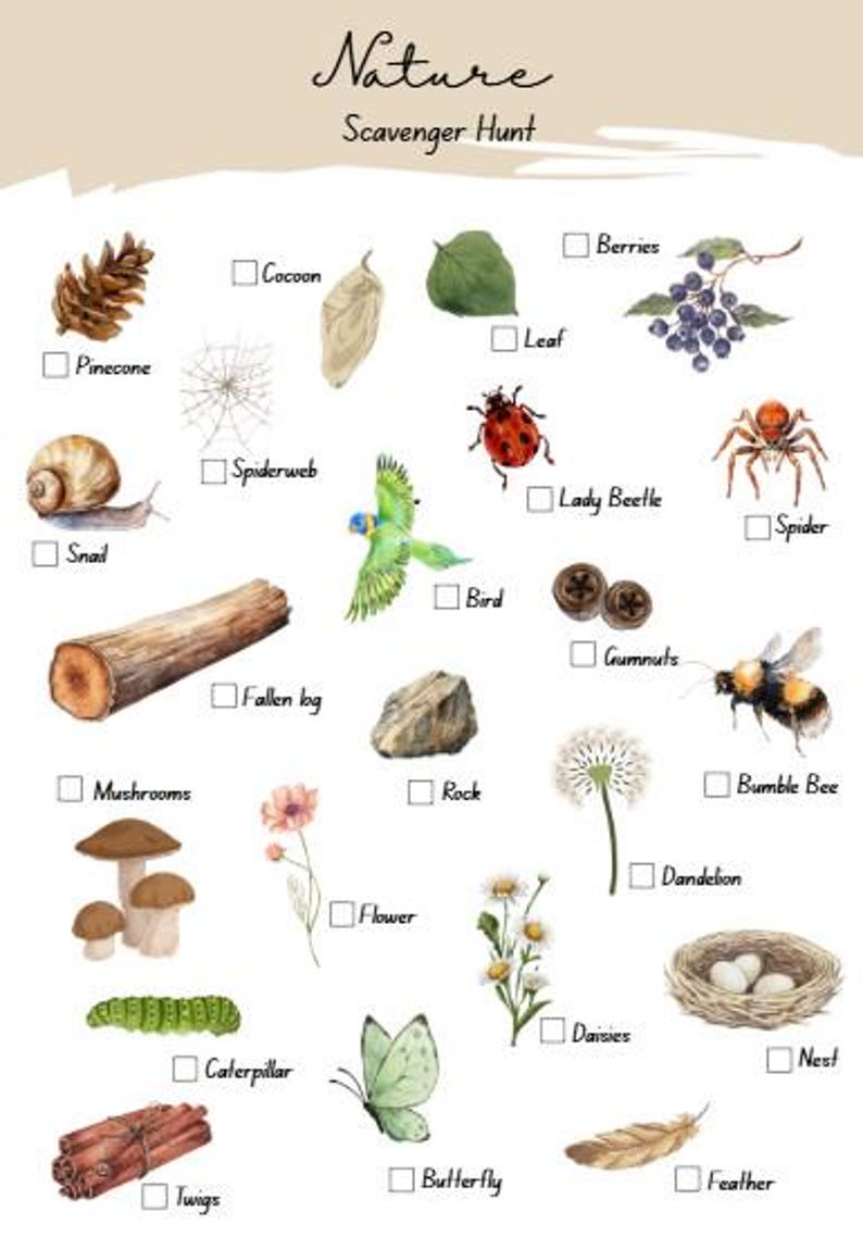 Nature Scavenger Hunt Printable for Kids | Outdoor Activity | Camping ...