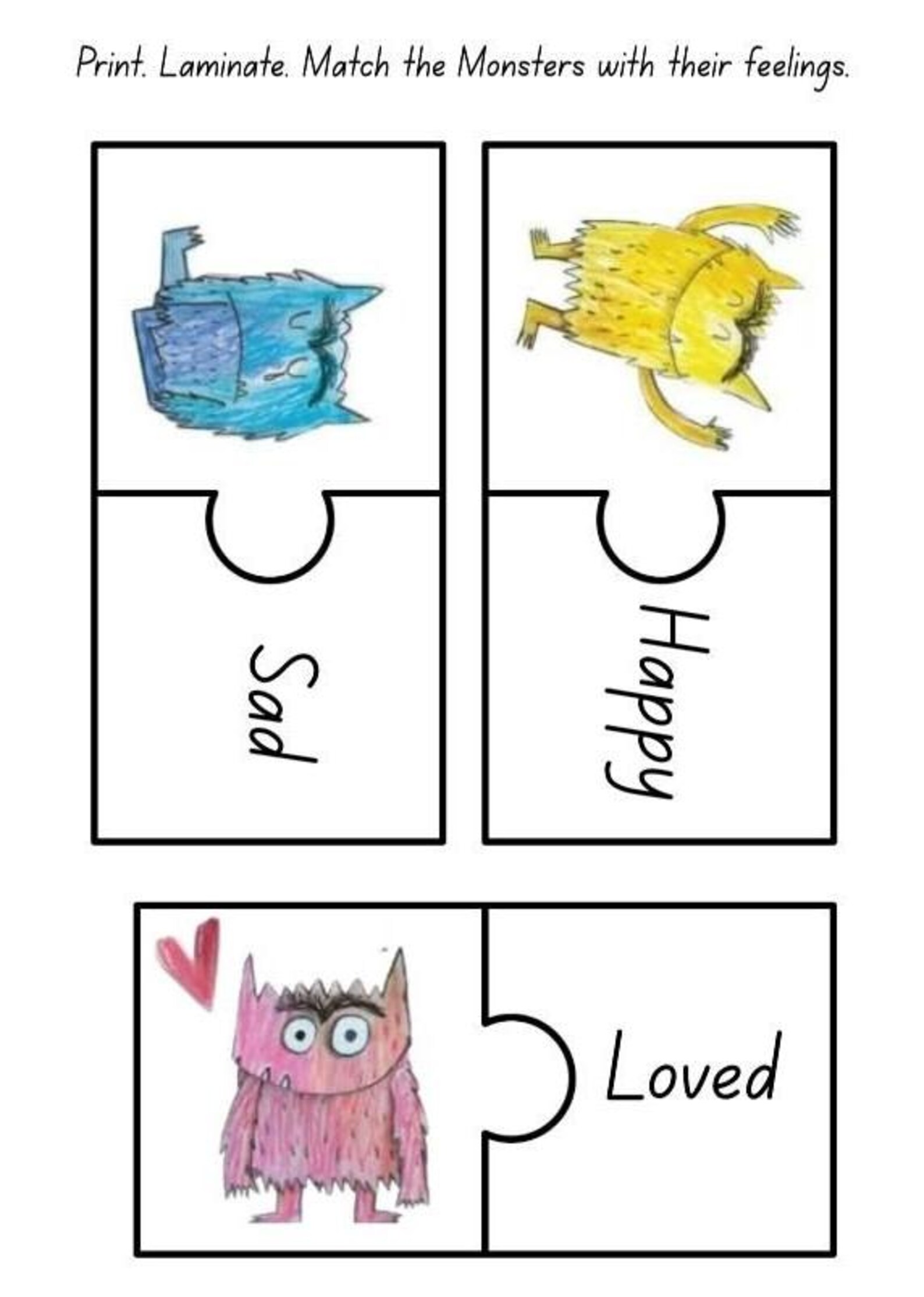 Printable Feelings Posters for Kids | Color Monster Emotions Chart ...