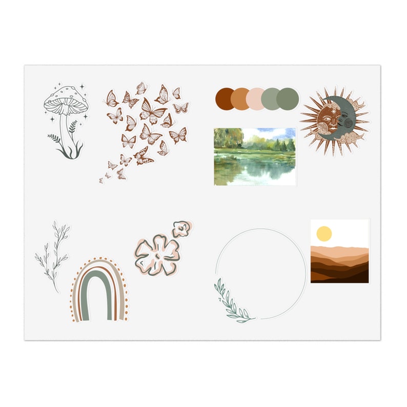 Green and Brown Aesthetic Vinyl Sticker Sheet - Etsy