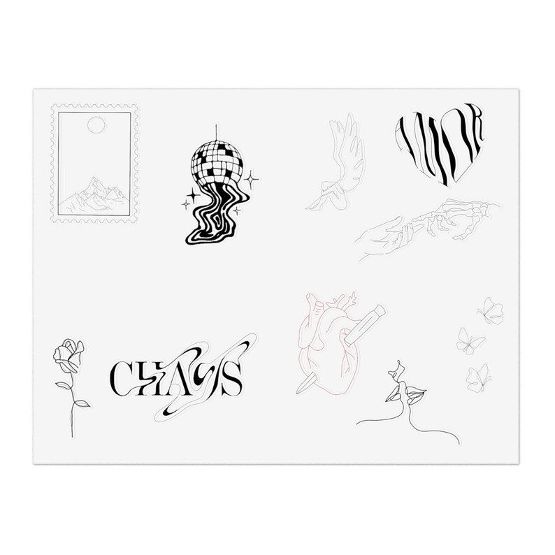 Hand-drawn Line Art Vinyl Sticker Sheet - Etsy