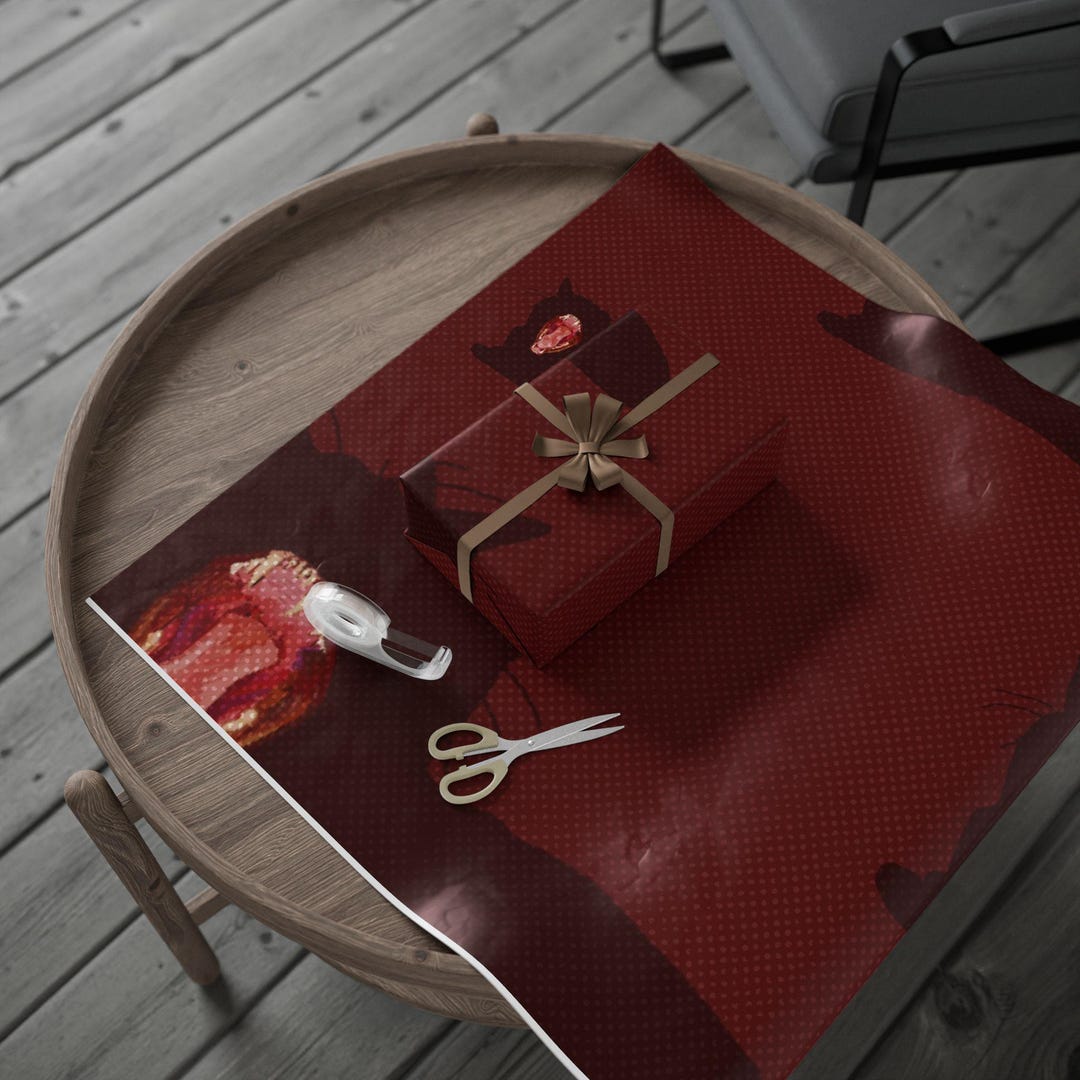 Angry Black Cat Wrapping Paper, Textured Effect, Original Hand Drawn ...