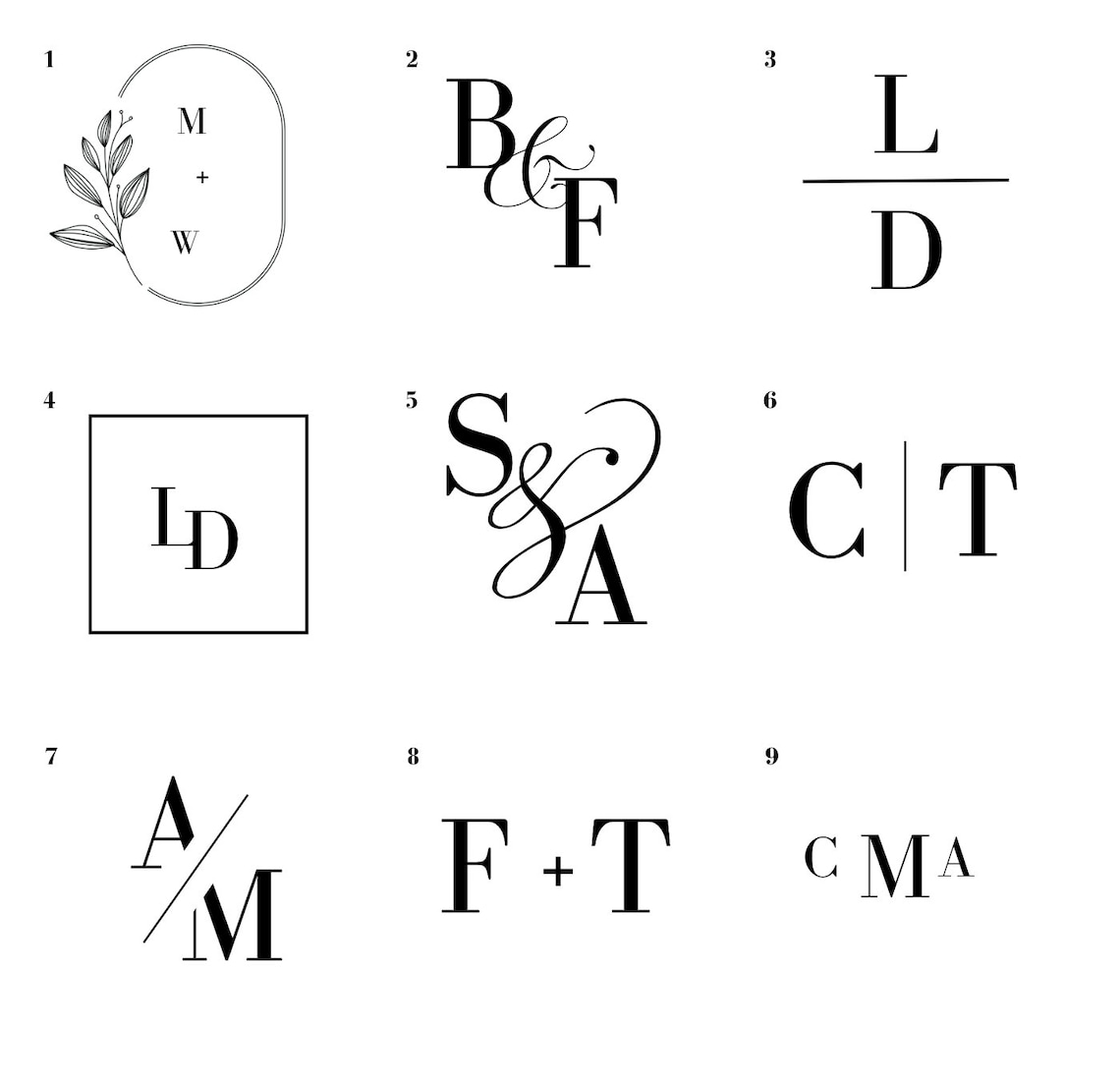 Modern Wedding Logo Monogram Stylish Wedding Couple Logo Minimalist ...