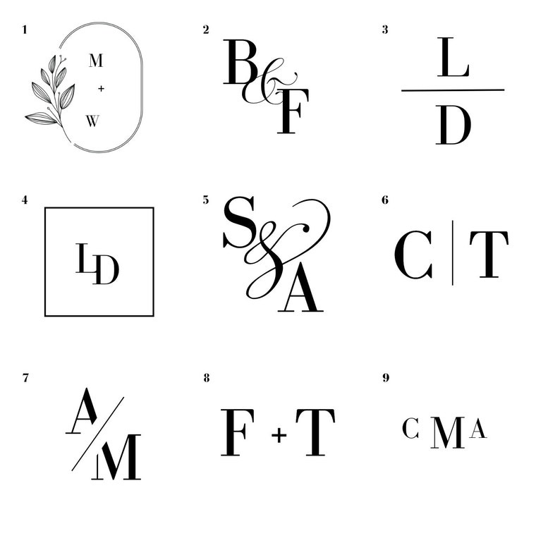 Modern Wedding Logo Monogram Stylish Wedding Couple Logo Minimalist ...