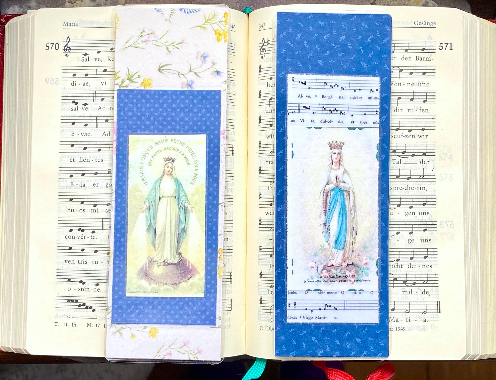 Blessed Virgin Mary Bookmarks, Set of 2 Catholic Handmade Bookmarks ...