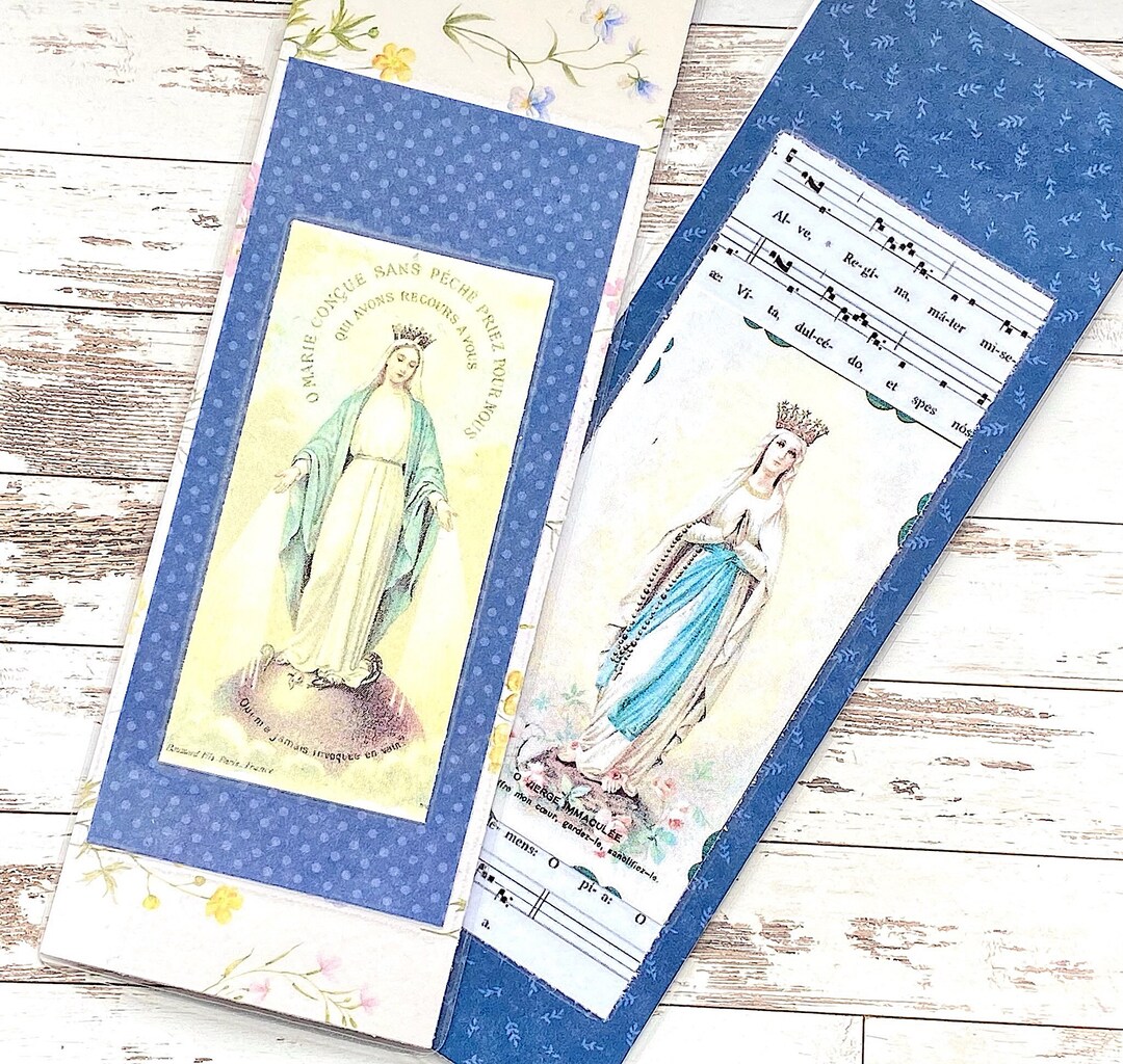 Blessed Virgin Mary Bookmarks, Set of 2 Catholic Handmade Bookmarks ...