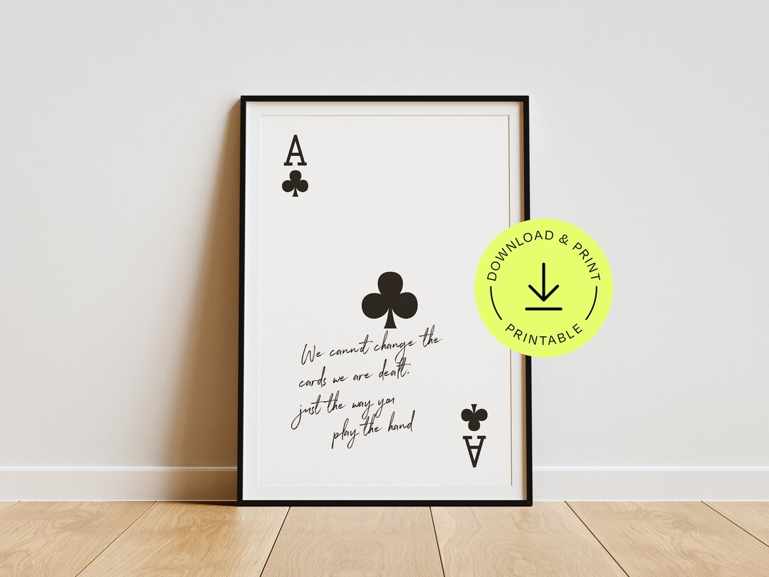 Playing Card Print, Playing Card Poster, Trendy Retro Art, Bar Decor ...