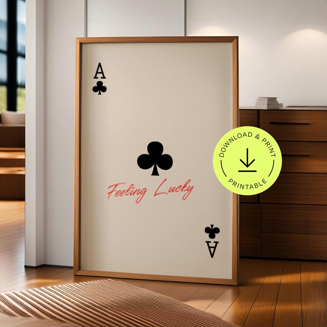 Playing Card Print, Playing Card Poster, Trendy Retro Art, Bar Decor ...
