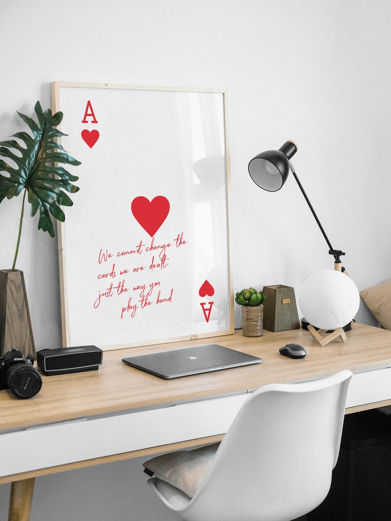 Playing Card Print, Playing Card Poster, Trendy Retro Art, Bar Decor ...
