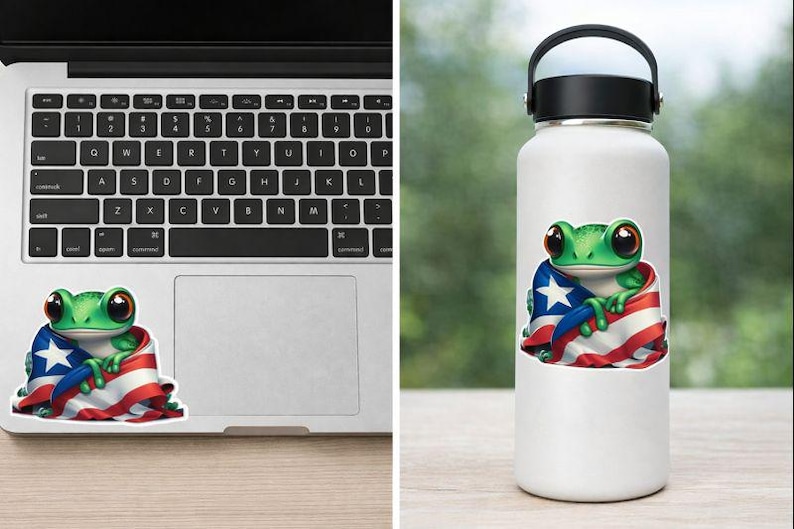 Puerto Rican Coqui Frog Sticker Boricua Flag Vinyl Decal Puerto Rico ...
