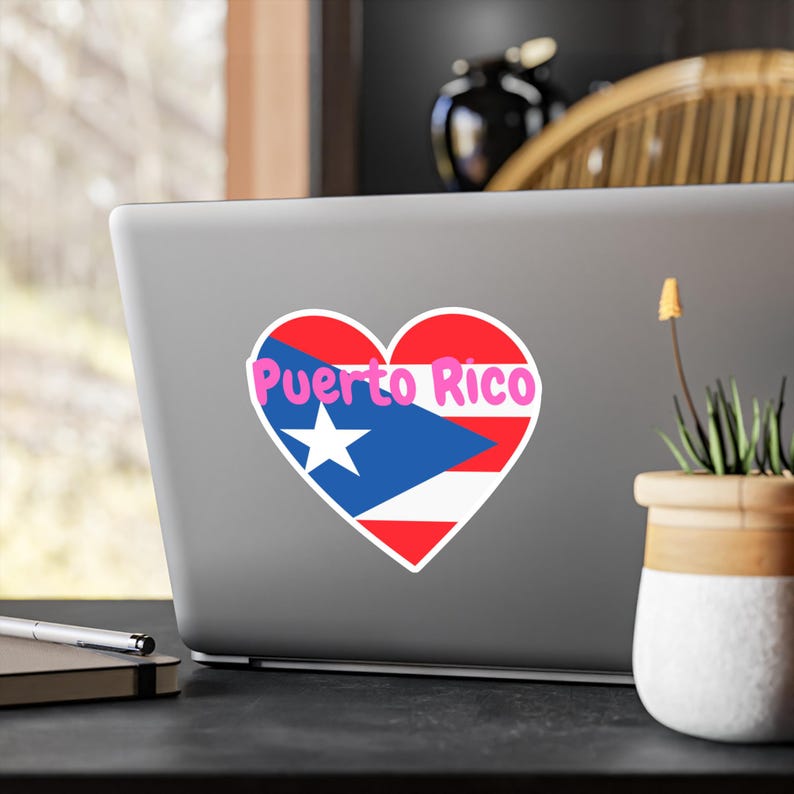 Puerto Rico Love Vinyl Sticker, Kiss-cut Decal for Laptop, Car, Water ...