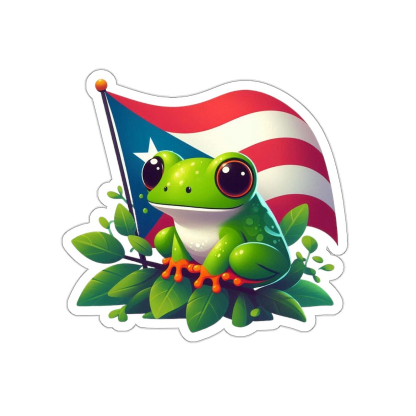 Puerto Rican Flag Coqui Frog Kiss-cut Stickers, Vinyl Decals, Laptop ...