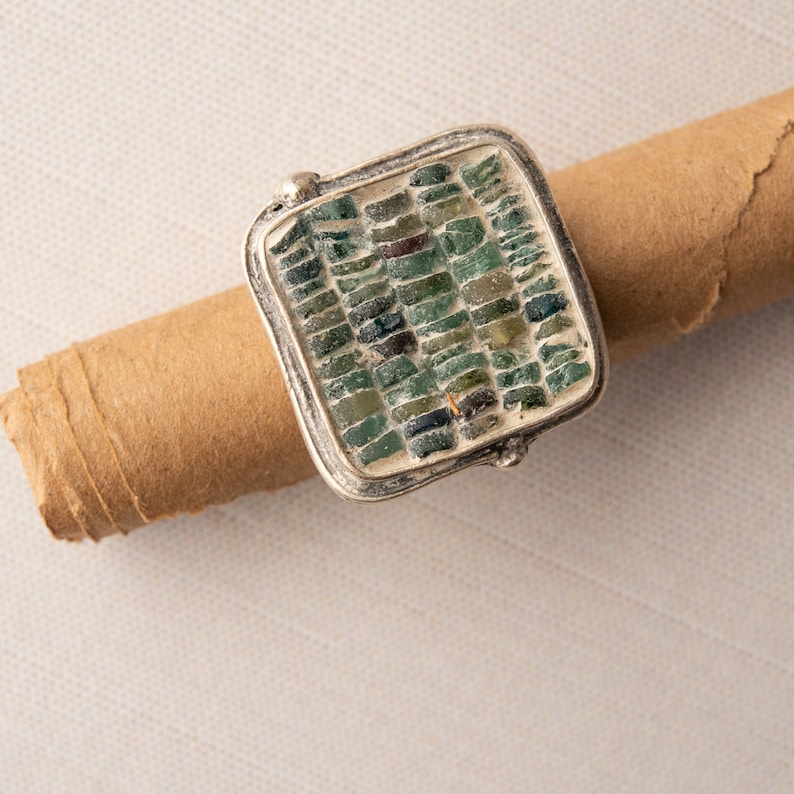 Ancient Roman Glass Ring, Adjustable Mosaic Ring (MADE to ORDER) - Etsy