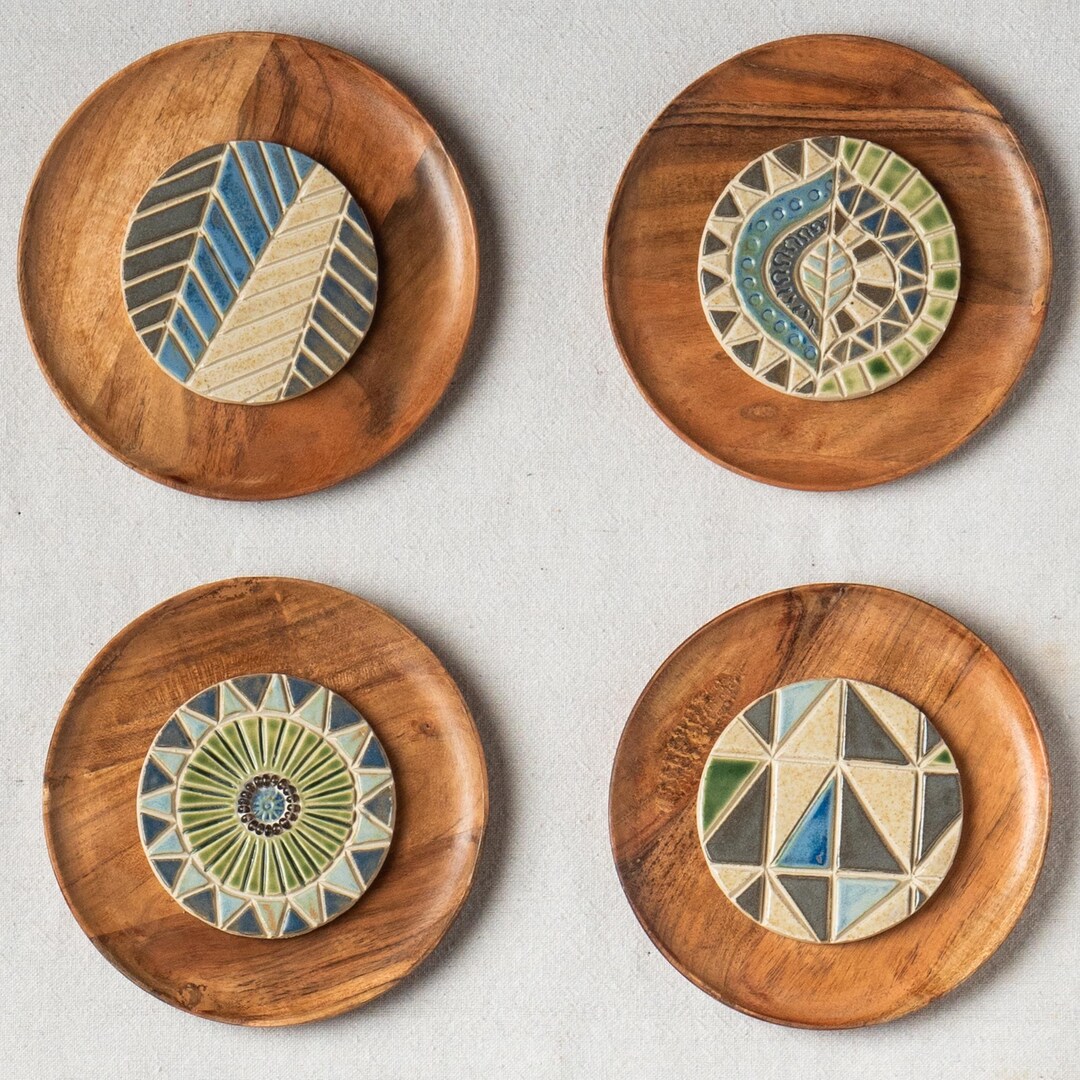 Handmade Tile Ceramic Wall Sculpture, Each 7 Inch, MADE to ORDER - Blue ...