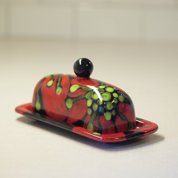 Red Butter Dish - Etsy