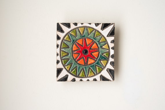 Ceramic Wall Art Mounted Handmade Square Tile Wall Art READY | Etsy