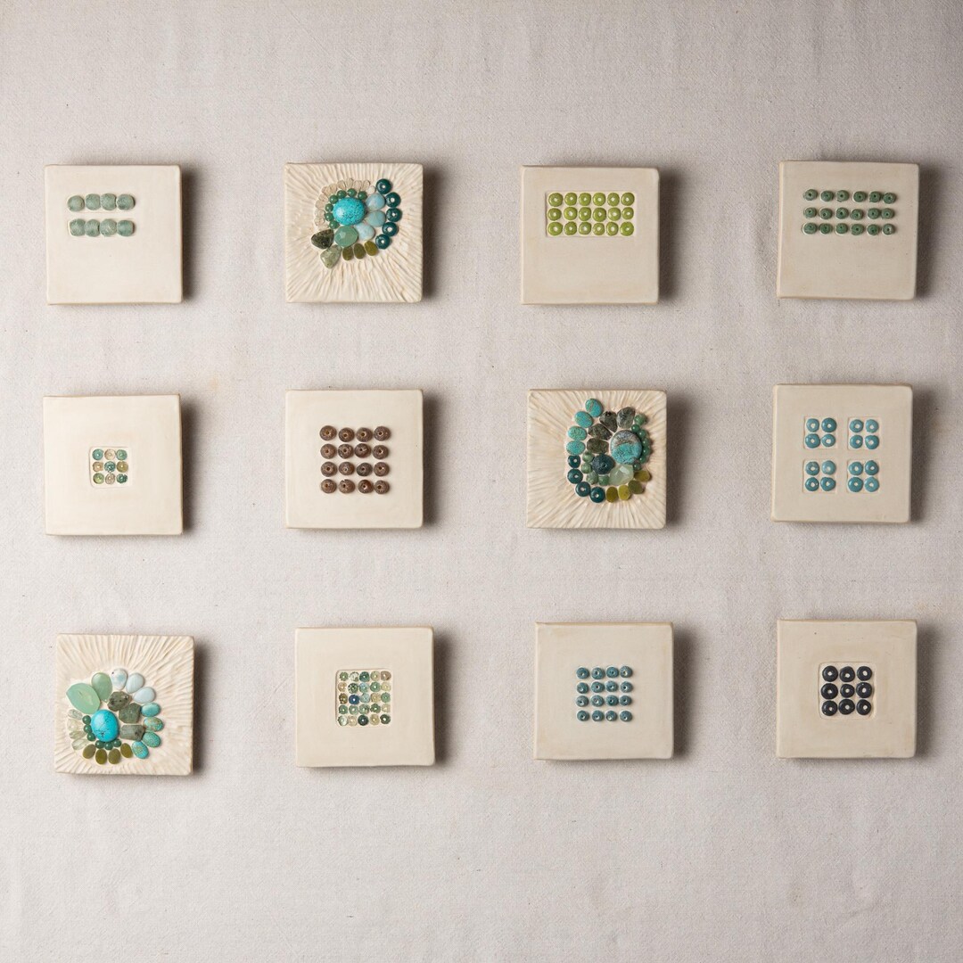 Mosaic Tile Wall Art Set of 12, Mounted Wall Art, 5 Inch Tiles - READY ...