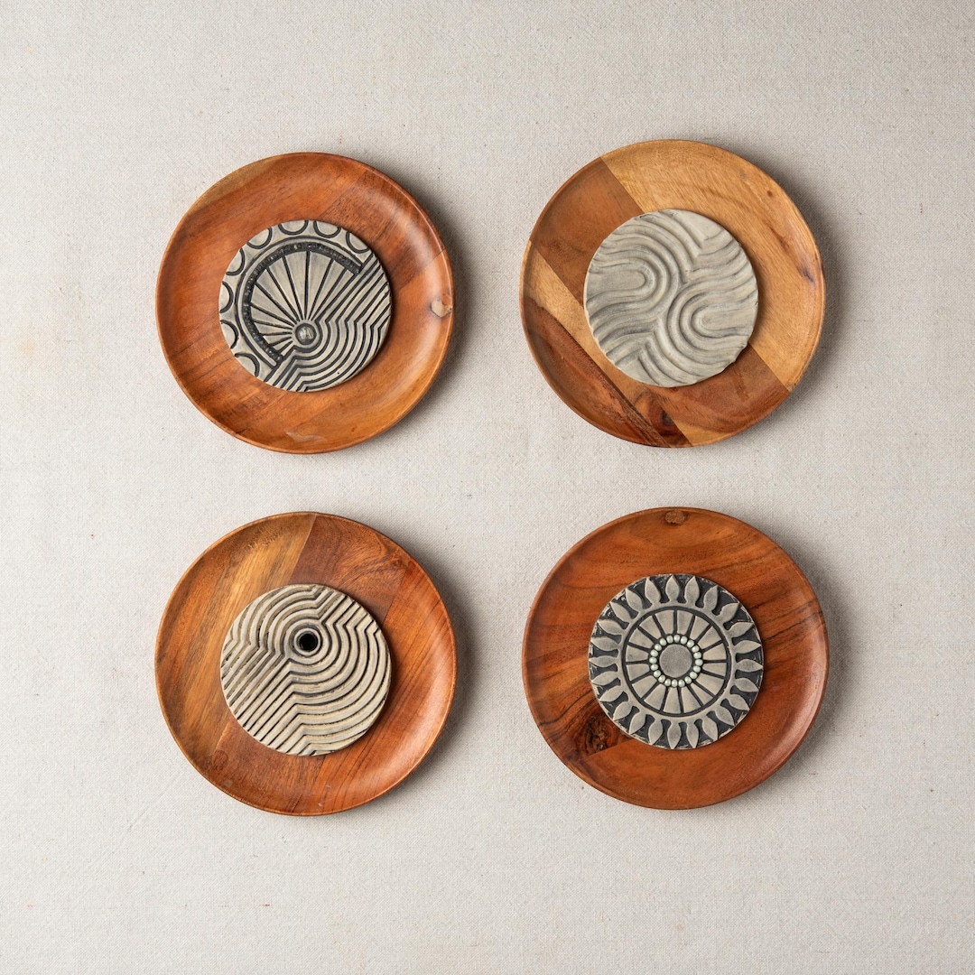 Midcentury Gallery Wall Set of 4 Mid Mod Wall Decor Handmade Ceramic ...