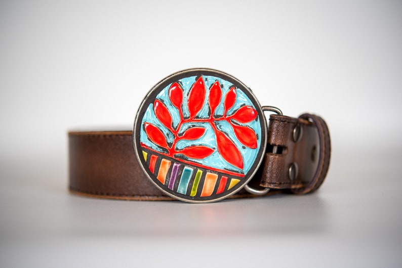 Women's Round Ceramic Belt Buckle With Optional Leather - Etsy
