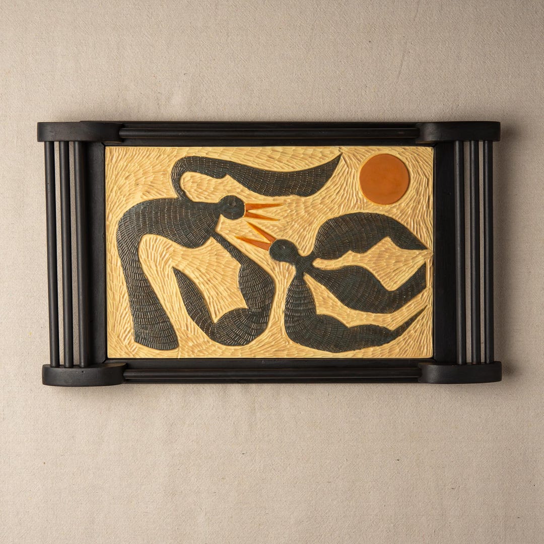 Handmade Ceramic Tile, Tea Tray Frame: Birds in Sunny Sky - Etsy