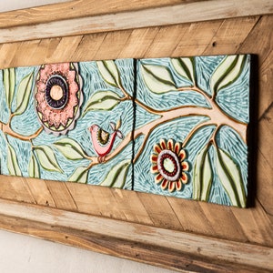 Ceramic and Mosaic Tile Wall Art in Reclaimed Vintage Frame READY to ...
