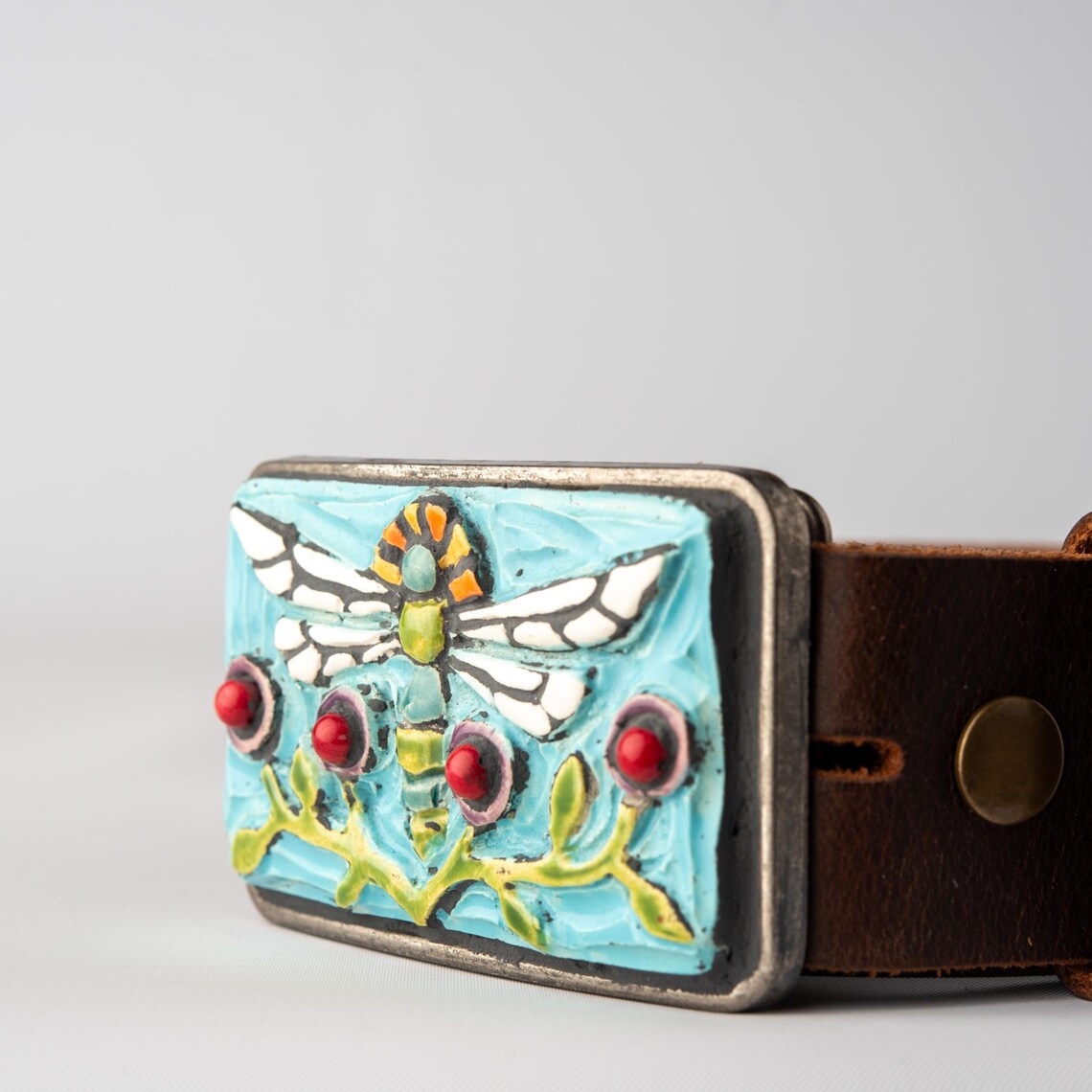 Dragonfly Belt Buckle, MADE to ORDER, Handmade Tile Belt Buckle ...