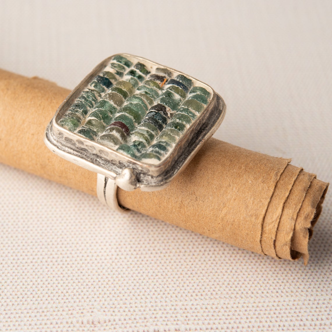 Ancient Roman Glass Ring, Adjustable Mosaic Ring (MADE to ORDER) - Etsy