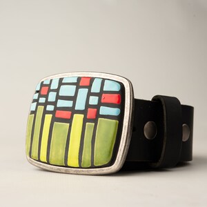 Belt Buckle - Handmade Ceramic Tile Belt Buckle With Leather Belt ...