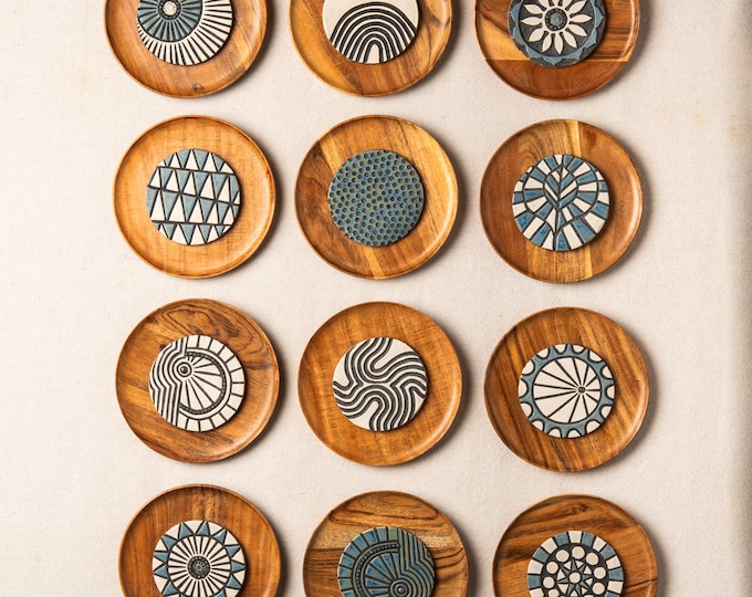 Mini Tile Collection Set of 9 Square Wall Tiles Porcelain Wall Art ...
