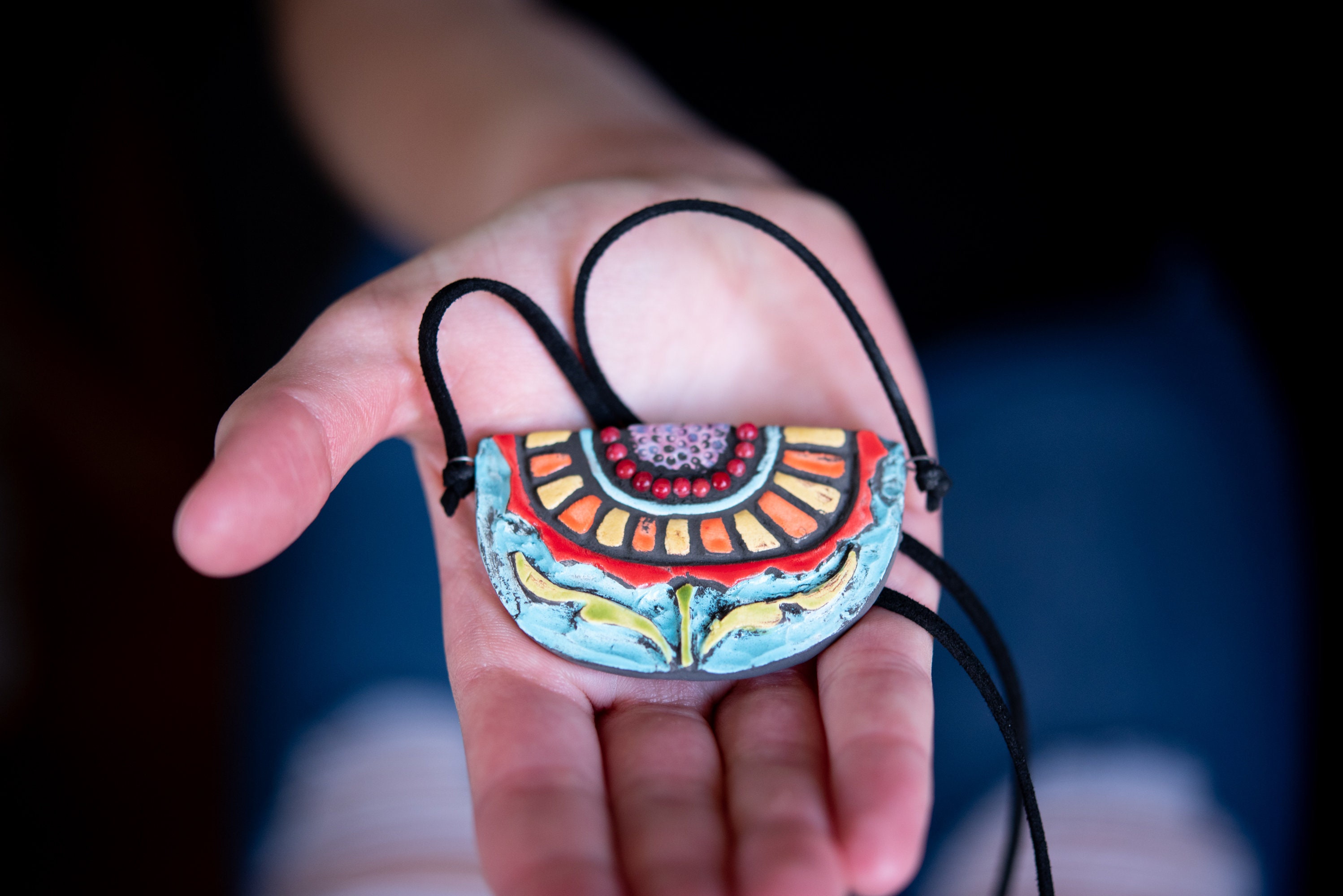 Amulet Gardener's Charm Ceramic and Coral Pendant | Etsy