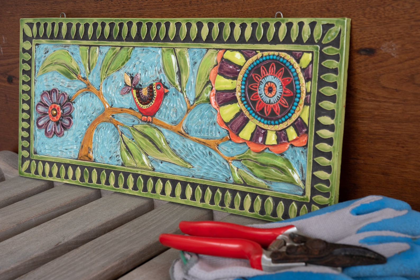 Horizontal Ceramic Garden Plaque - MADE to ORDER - Outdoor Wall Art by ...