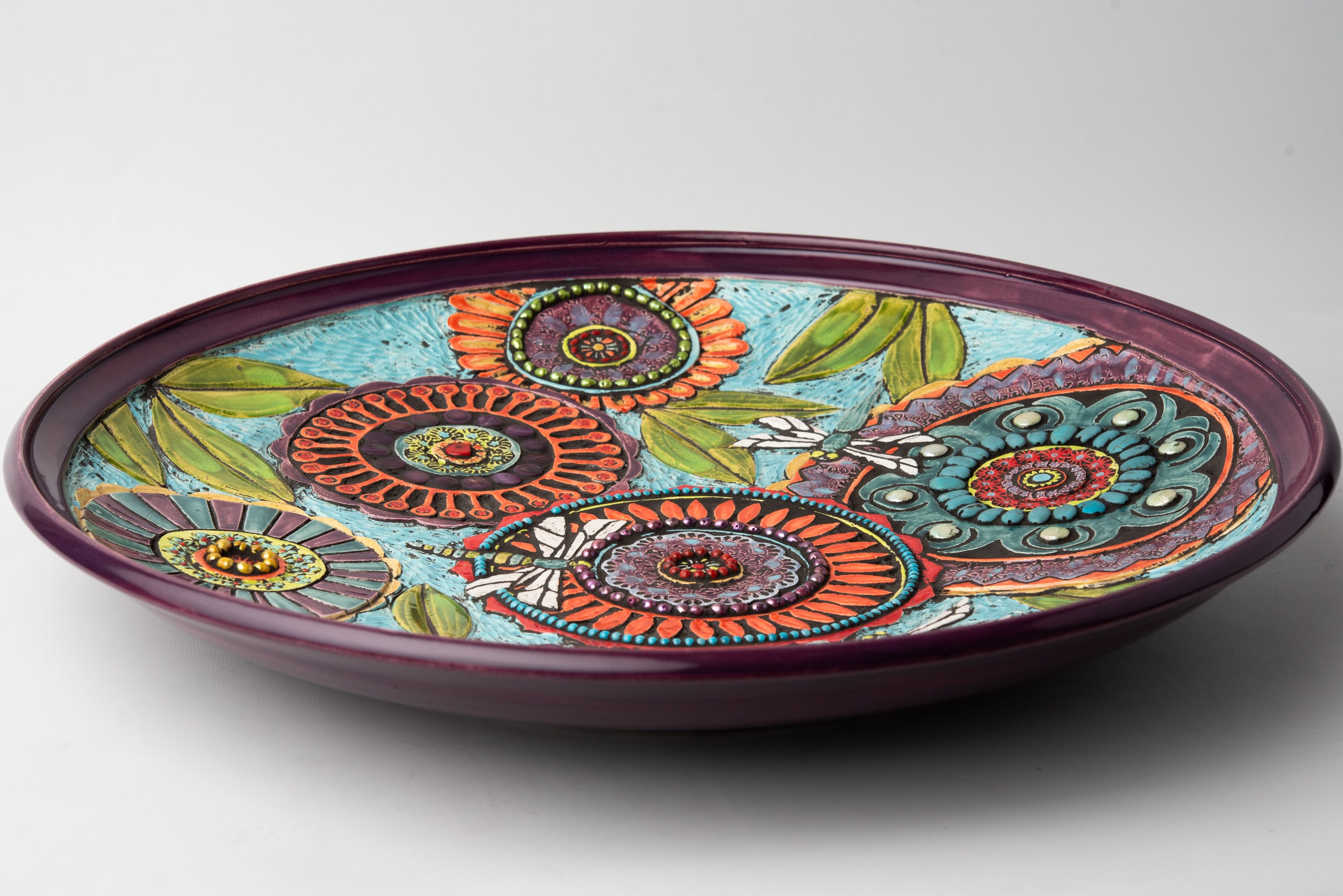 Decorative Bowl - Dragonfly - Handcarved Ceramic and Mosaic Decorative ...