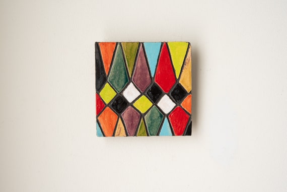Handmade Ceramic and Mosaic Tile Mounted Square Wall Art MADE - Etsy