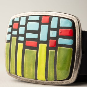Belt Buckle - Handmade Ceramic Tile Belt Buckle With Leather Belt ...