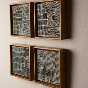 Ceramic Wall Sculpture (one - Choose From Four) Handmade Tiles Framed ...