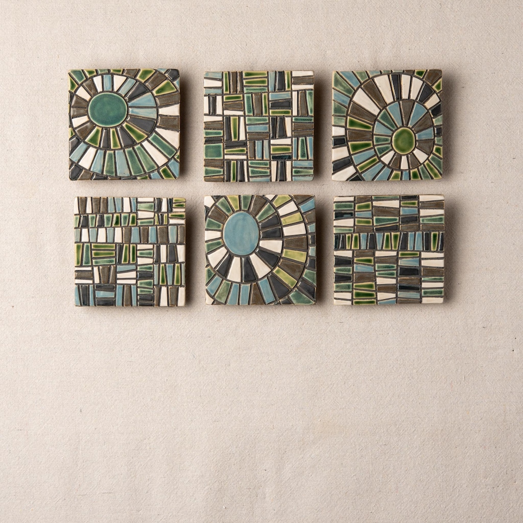 Hand Carved Ceramic Wall Art Tiles: Geometric Stoneware (MADE to ORDER ...