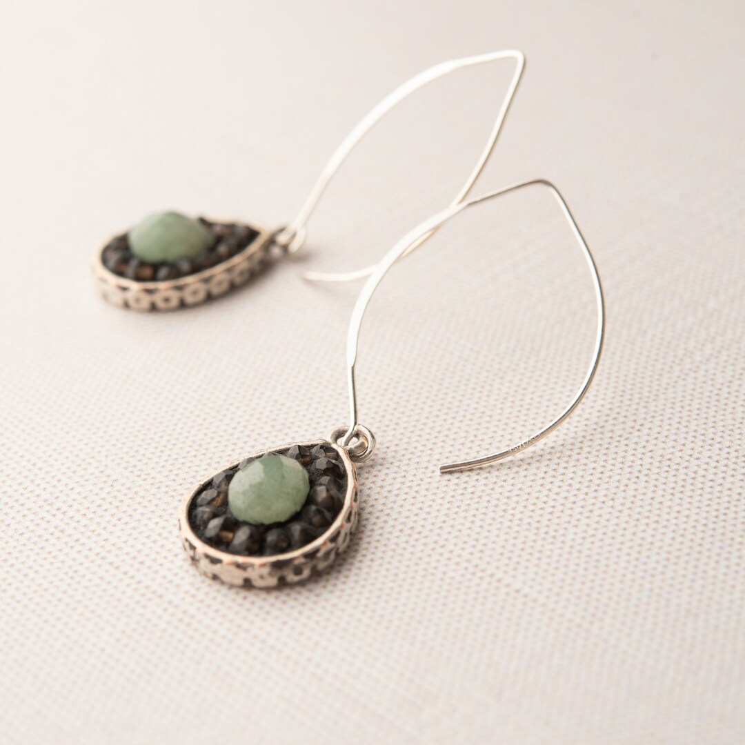 Jade Tear Drop Earrings READY to SHIP Boho Jewelry - Etsy