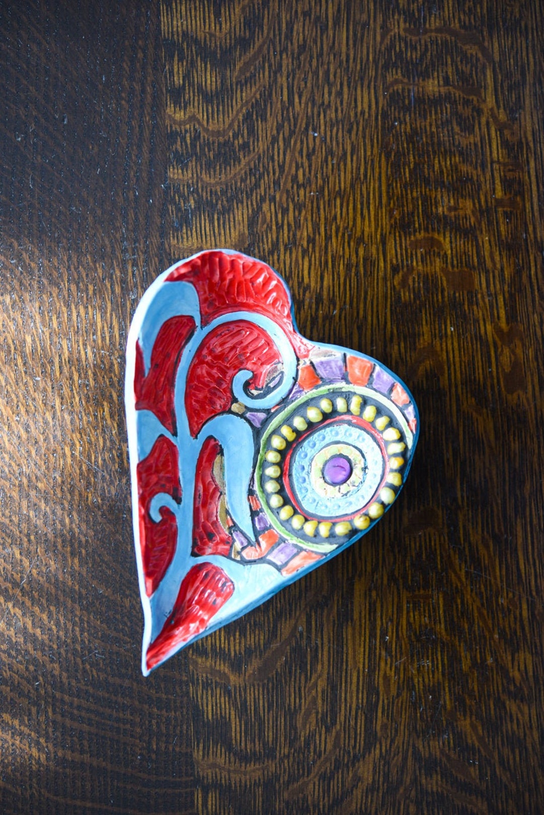 Heart - Ceramic and Mosaic Art Bowl, Trinket Dish, Ring Dish With ...