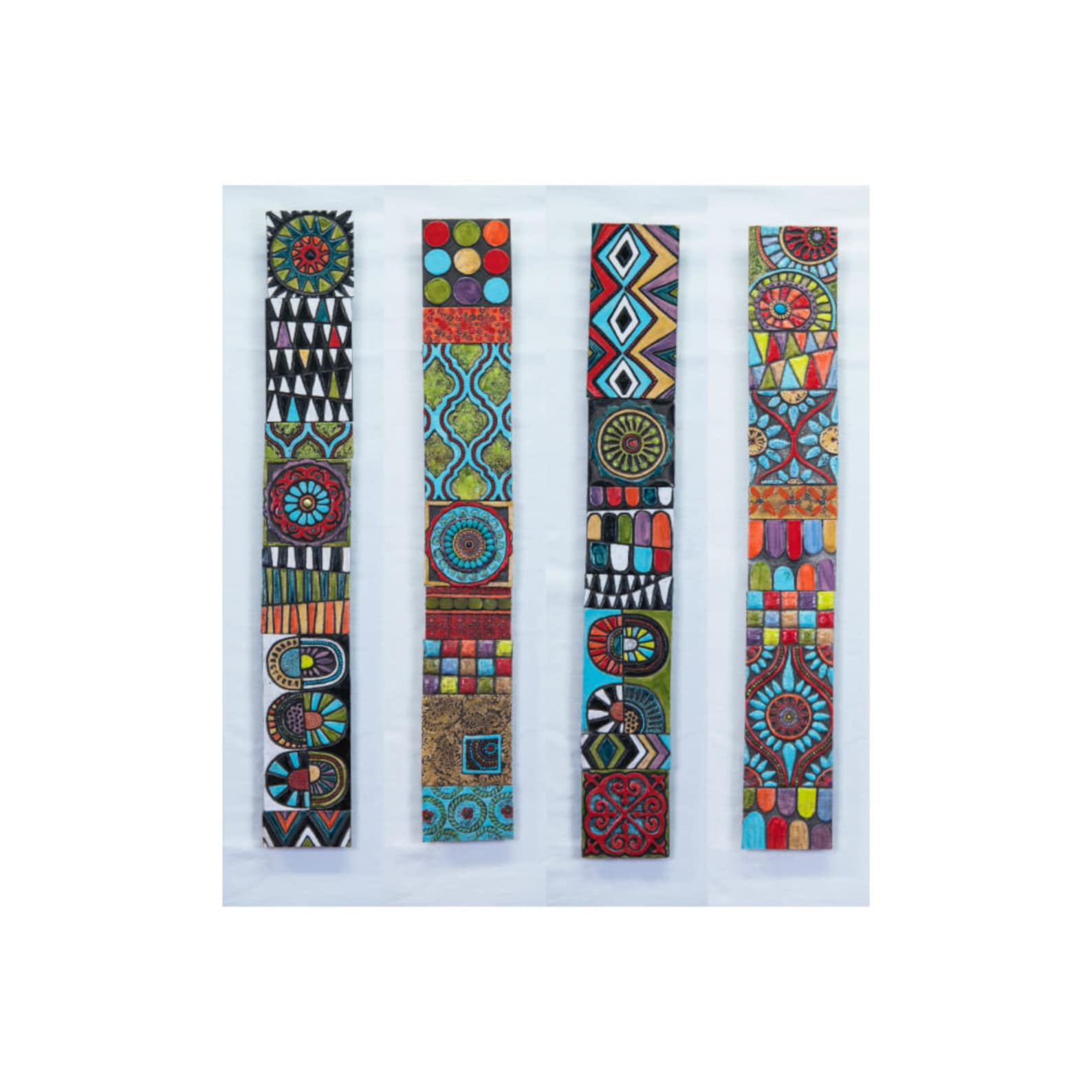 Global Folk Stick (one - Choose From 4 Patterns) Handmade Tile Wall Art ...