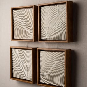 Ceramic Wall Sculpture (one - Choose From Four) Handmade Tiles Framed ...