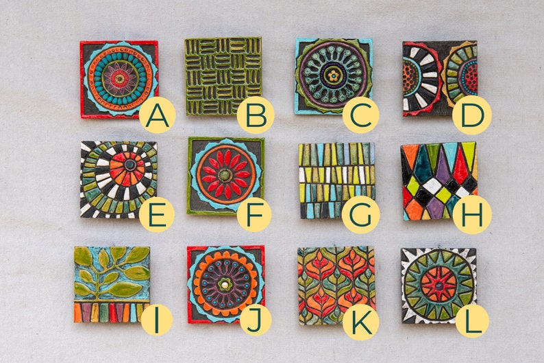 Bright Wall Art Tiles (one - Choose From 12 Patterns) Mounted Tile Wall ...