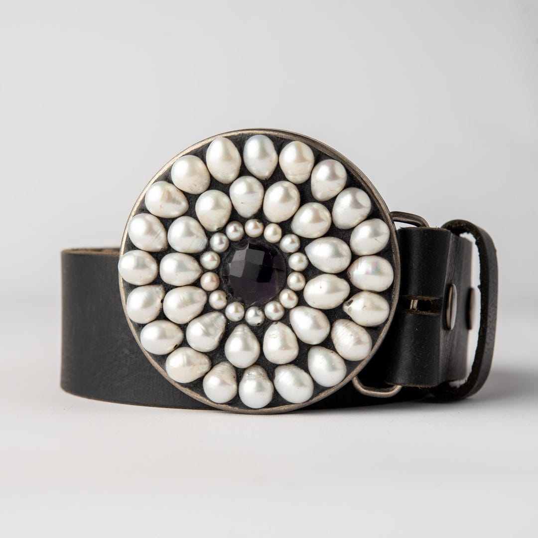 Belt Buckle, Black and White Mosaic Belt Buckle With Optional Leather ...