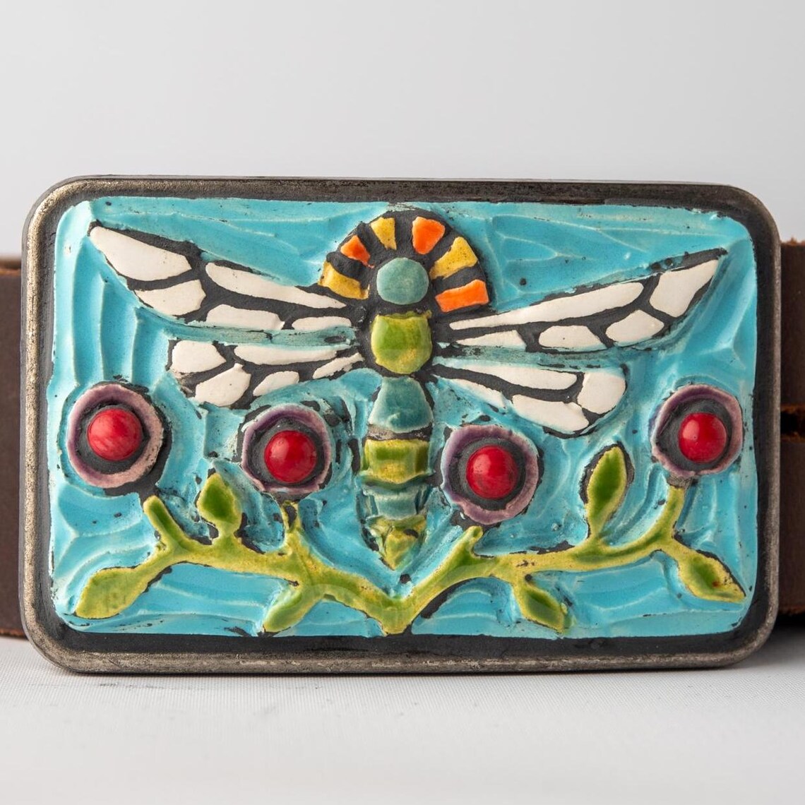 Dragonfly Belt Buckle, MADE to ORDER, Handmade Tile Belt Buckle ...
