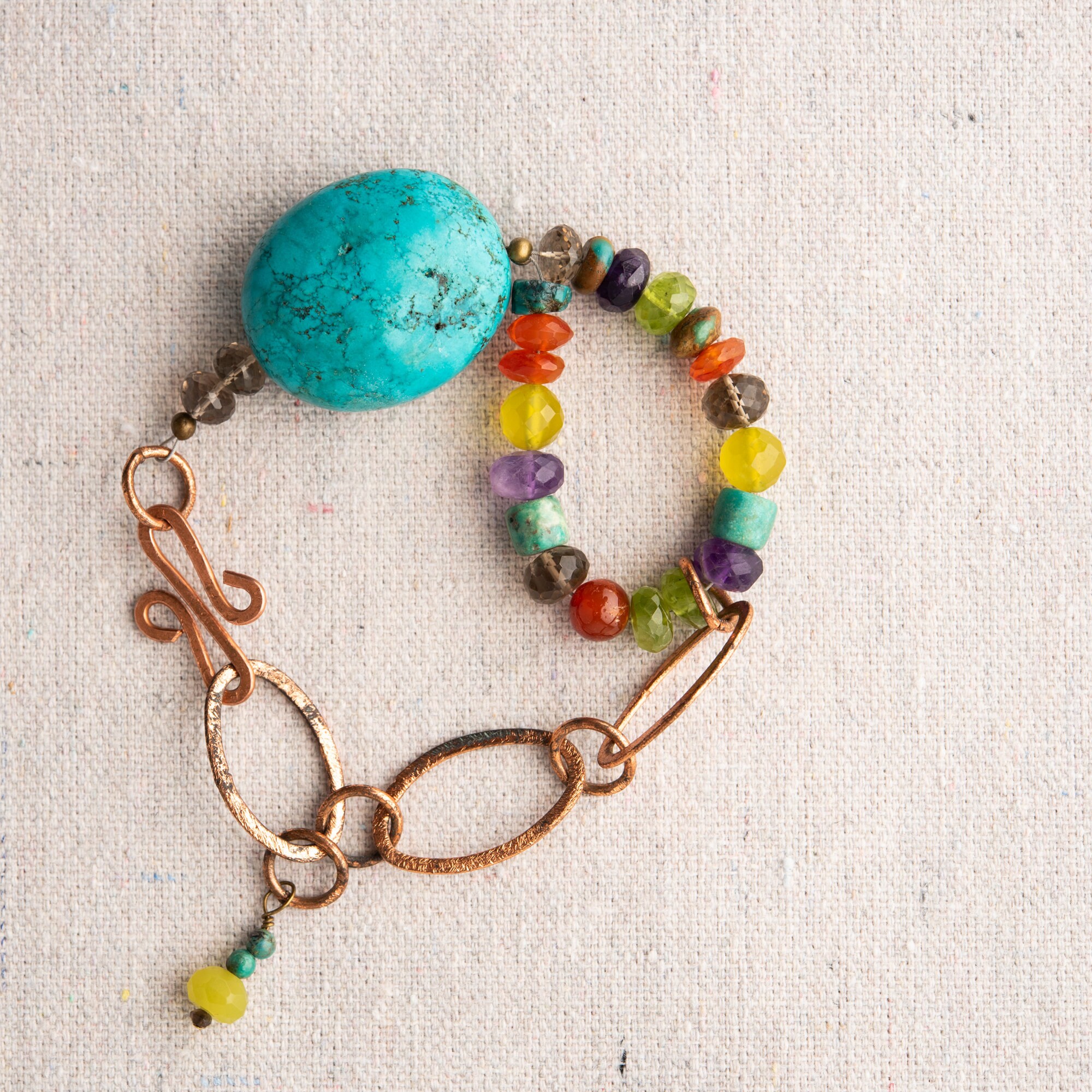 Colorful Bracelet Copper Chain Link Loop Bracelet With - Etsy