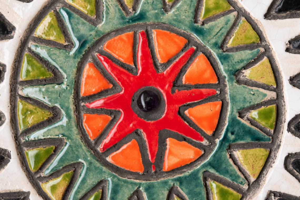 Ceramic Wall Art Mounted Handmade Square Tile Wall Art READY | Etsy