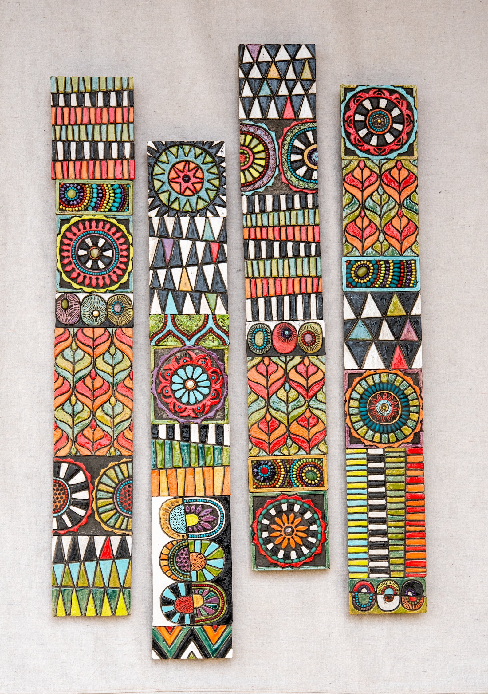 Large Ceramic Wall Art (choose From 4 Patterns) - Global Folk Sticks ...