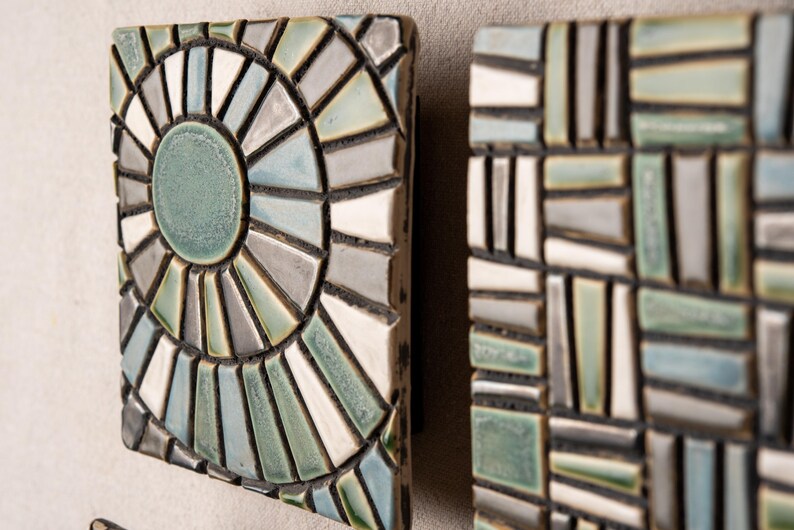 Hand Carved Ceramic Wall Art Tiles: Geometric Stoneware (MADE to ORDER ...