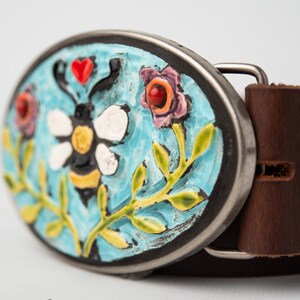 Queen Bee Belt Buckle, Handmade Ceramic and Mosaic Tile Buckle With ...