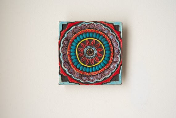 Handmade Ceramic and Mosaic Tile Mounted Square Wall Art READY | Etsy